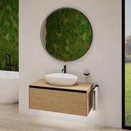 rivea Dia soleado Unterschrank B: 100 cm mit 1 Auszug, Waschtisch wei&szlig; matt, mit Maila Lichtspiegel,, BR0536WM+BR0107SO+BR2018MI,