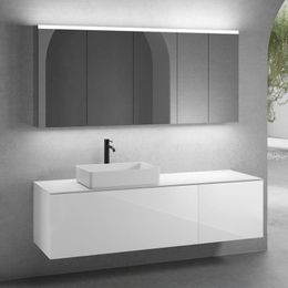 neoro n50 M&ouml;belanlage B: 180 cm mit 2 Ausz&uuml;gen, Waschtisch B: 58 cm wei&szlig; matt, mit Spiegelschrank,,