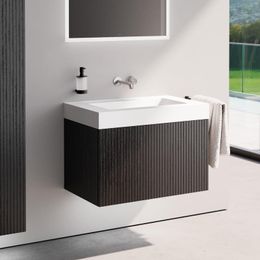 neoro n50 stripes Unterschrank B: 80 cm mit 1 Auszug, eiche schwarz profiliert, Waschtisch area, BN0487BBO+BN0158WM,