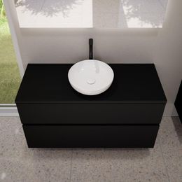 evineo ineo5 evo Unterschrank B: 120 cm mit 2 Ausz&uuml;gen, ineo3 Waschtisch &Oslash; 38 cm wei&szlig;,, BE0959BM+BE0965BM+BE0931WH,