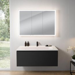 rivea Dia Unterschrank B: 121 cm mit 1 Auszug, Waschtisch mit 1 Hahnloch wei&szlig;, mit n60 Spiegelschrank f&uuml;r die Schweiz,, BR0039BM+BR0051WH+BN0502MI,