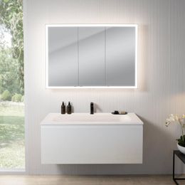rivea Dia Unterschrank B: 121 cm mit 1 Auszug, Waschtisch mit 1 Hahnloch wei&szlig; matt, mit n60 Spiegelschrank f&uuml;r die Schweiz,,