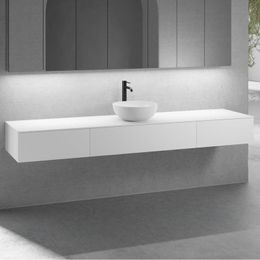 neoro n50 M&ouml;belanlage B: 220 cm mit 3 Ausz&uuml;gen, Waschtisch &Oslash; 45 cm wei&szlig; matt,, BN0106WM+2#BN0411WM+BN0413WM+BN0415WH,