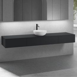 neoro n50 M&ouml;belanlage B: 220 cm mit 3 Ausz&uuml;gen, Waschtisch &Oslash; 45 cm wei&szlig; matt,, BN0106WM+2#BN0411BM+BN0413BM+BN0415BM,