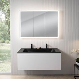 rivea Dia Unterschrank B: 121 cm mit 1 Auszug, Waschtisch mit 2 Hahnl&ouml;chern wei&szlig;, mit n60 Spiegelschrank f&uuml;r die Schweiz,, BR0039WM+BR0098WH+BN0502MI,