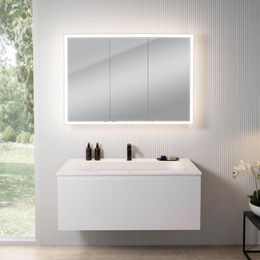 rivea Dia Unterschrank B: 121 cm mit 1 Auszug, Waschtisch mit 1 Hahnloch wei&szlig;, mit n60 Spiegelschrank f&uuml;r die Schweiz,, BR0039WM+BR0051WH+BN0502MI,