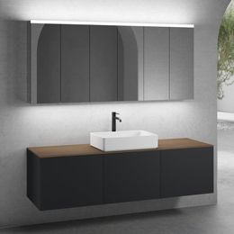neoro n50 M&ouml;belanlage B: 180 cm mit 3 Ausz&uuml;gen, Waschtisch B: 58 cm wei&szlig; matt, mit Spiegelschrank,, BN0065WM+3#BN0431BM+BN0409WL+3#BN0472MI,