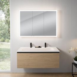 rivea Dia Unterschrank B: 121 cm mit 1 Auszug, Waschtisch mit 2 Hahnl&ouml;chern wei&szlig; matt, mit n60 Spiegelschrank f&uuml;r die Schweiz,,