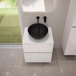 evineo ineo5 evo Unterschrank B: 60 cm mit 2 Ausz&uuml;gen, ineo3 Waschtisch &Oslash; 41,5 cm schwarz matt,, BE0956WH+BE0962WH+BE0930BM,