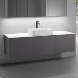 neoro n50 M&ouml;belanlage B: 180 cm mit 3 Ausz&uuml;gen, Waschtisch B: 58 cm wei&szlig; matt,, BN0065WM+3#BN0431GR+BN0409WM,