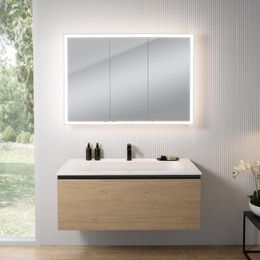 rivea Dia Unterschrank B: 121 cm mit 1 Auszug, Waschtisch mit 1 Hahnloch wei&szlig;, mit n60 Spiegelschrank f&uuml;r die Schweiz,, BR0039SO+BR0051WH+BN0502MI,