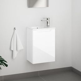 evineo ineo5 Unterschrank B: 42 cm, 1 T&uuml;r links, mit Griffmulde, f&uuml;r Duravit ME by Starck Handwaschbecken,, BE0364WH,