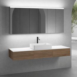 neoro n50 M&ouml;belanlage B: 180 cm mit 3 Ausz&uuml;gen, Waschtisch B: 58 cm wei&szlig; matt, mit Spiegelschrank,, BN0065WM+3#BN0411WL+BN0409WH+3#BN0472MI,