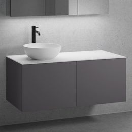 neoro n50 M&ouml;belanlage B: 120 cm mit 2 Ausz&uuml;gen, Waschtisch &Oslash; 45 cm wei&szlig; matt,, BN0106WM+2#BN0431GR+BN0404WH,
