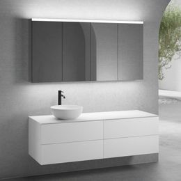 neoro n50 M&ouml;belanlage B: 160 cm mit 4 Ausz&uuml;gen, Waschtisch &Oslash; 40 cm wei&szlig; matt, mit Spiegelschrank,, BN0064WM+2#BN0422WM+BN0405WH+2#BN0473MI,