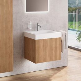 neoro n50 stripes Unterschrank B: 60 cm mit 1 Auszug, eiche profiliert, Waschtisch area, BN0481BPO+BN0152WM,
