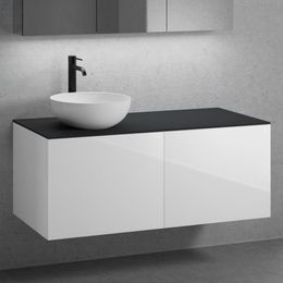 neoro n50 M&ouml;belanlage B: 120 cm mit 2 Ausz&uuml;gen, Waschtisch &Oslash; 45 cm wei&szlig; matt,, BN0106WM+2#BN0431WH+BN0404BM,