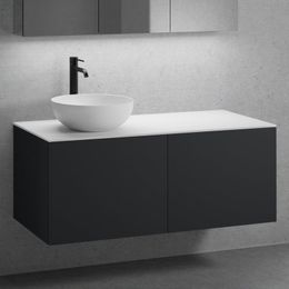 neoro n50 M&ouml;belanlage B: 120 cm mit 2 Ausz&uuml;gen, Waschtisch &Oslash; 40 cm wei&szlig; matt,, BN0064WM+2#BN0431BM+BN0404WH,