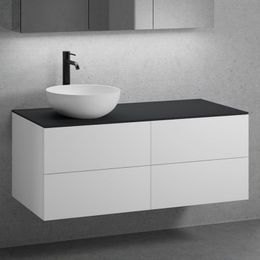 neoro n50 M&ouml;belanlage B: 120 cm mit 4 Ausz&uuml;gen, Waschtisch &Oslash; 40 cm wei&szlig; matt,, BN0064WM+2#BN0421WM+BN0404BM,