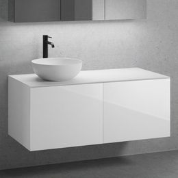 neoro n50 M&ouml;belanlage B: 120 cm mit 2 Ausz&uuml;gen, Waschtisch &Oslash; 45 cm wei&szlig; matt,, BN0106WM+2#BN0431WH+BN0404WM,