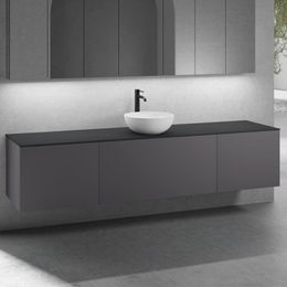 neoro n50 M&ouml;belanlage B: 220 cm mit 3 Ausz&uuml;gen, Waschtisch &Oslash; 45 cm wei&szlig; matt,, BN0106WM+2#BN0431GR+BN0433GR+BN0415BM,