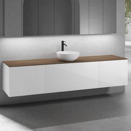 neoro n50 M&ouml;belanlage B: 220 cm mit 3 Ausz&uuml;gen, Waschtisch &Oslash; 45 cm wei&szlig; matt,, BN0106WM+2#BN0431WH+BN0433WH+BN0415WL,