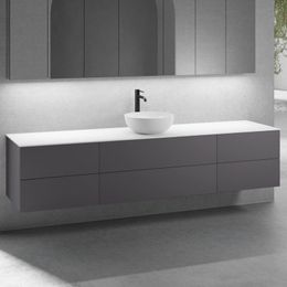 neoro n50 M&ouml;belanlage B: 220 cm mit 6 Ausz&uuml;gen, Waschtisch &Oslash; 40 cm wei&szlig; matt,, BN0064WM+2#BN0421GR+BN0423GR+BN0415WH,