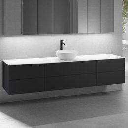 neoro n50 M&ouml;belanlage B: 220 cm mit 6 Ausz&uuml;gen, Waschtisch &Oslash; 40 cm wei&szlig; matt,, BN0064WM+2#BN0421BM+BN0423BM+BN0415WM,