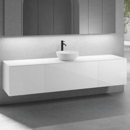 neoro n50 M&ouml;belanlage B: 220 cm mit 3 Ausz&uuml;gen, Waschtisch &Oslash; 40 cm wei&szlig; matt,, BN0064WM+2#BN0431WH+BN0433WH+BN0415WM,