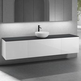 neoro n50 M&ouml;belanlage B: 220 cm mit 3 Ausz&uuml;gen, Waschtisch &Oslash; 45 cm wei&szlig; matt,, BN0106WM+2#BN0431WH+BN0433WH+BN0415BM,
