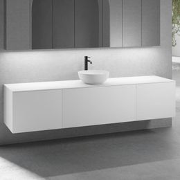 neoro n50 M&ouml;belanlage B: 220 cm mit 3 Ausz&uuml;gen, Waschtisch &Oslash; 45 cm wei&szlig; matt,, BN0106WM+2#BN0431WM+BN0433WM+BN0415WM,