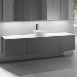 neoro n50 M&ouml;belanlage B: 220 cm mit 3 Ausz&uuml;gen, Waschtisch &Oslash; 45 cm wei&szlig; matt,, BN0106WM+2#BN0431GR+BN0433GR+BN0415WH,