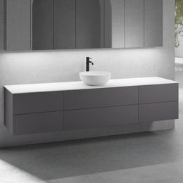 neoro n50 M&ouml;belanlage B: 220 cm mit 6 Ausz&uuml;gen, Waschtisch &Oslash; 40 cm wei&szlig; matt,, BN0064WM+2#BN0421GR+BN0423GR+BN0415WM,