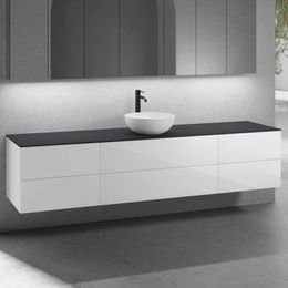 neoro n50 M&ouml;belanlage B: 220 cm mit 6 Ausz&uuml;gen, Waschtisch &Oslash; 40 cm wei&szlig; matt,, BN0064WM+2#BN0421WH+BN0423WH+BN0415BM,