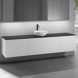 neoro n50 M&ouml;belanlage B: 220 cm mit 3 Ausz&uuml;gen, Waschtisch &Oslash; 45 cm wei&szlig; matt,, BN0106WM+2#BN0431WM+BN0433WM+BN0415BM,