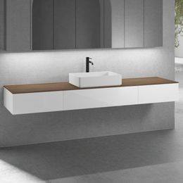 neoro n50 M&ouml;belanlage B: 220 cm mit 3 Ausz&uuml;gen, Waschtisch B: 58 cm wei&szlig; matt,, BN0065WM+2#BN0411WH+BN0413WH+BN0415WL,