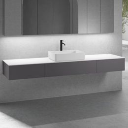 neoro n50 M&ouml;belanlage B: 220 cm mit 3 Ausz&uuml;gen, Waschtisch B: 58 cm wei&szlig; matt,, BN0065WM+2#BN0411GR+BN0413GR+BN0415WH,