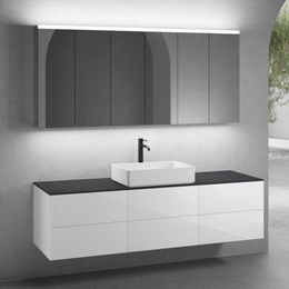 neoro n50 M&ouml;belanlage B: 180 cm mit 6 Ausz&uuml;gen, Waschtisch B: 58 cm wei&szlig; matt, mit Spiegelschrank,, BN0065WM+3#BN0421WH+BN0409BM+3#BN0472MI,