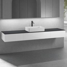 neoro n50 M&ouml;belanlage B: 220 cm mit 3 Ausz&uuml;gen, Waschtisch B: 58 cm wei&szlig; matt,, BN0065WM+2#BN0411WH+BN0413WH+BN0415BM,