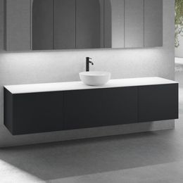 neoro n50 M&ouml;belanlage B: 220 cm mit 3 Ausz&uuml;gen, Waschtisch &Oslash; 40 cm wei&szlig; matt,, BN0064WM+2#BN0431BM+BN0433BM+BN0415WM,