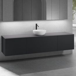 neoro n50 M&ouml;belanlage B: 220 cm mit 3 Ausz&uuml;gen, Waschtisch &Oslash; 45 cm wei&szlig; matt,, BN0106WM+2#BN0431BM+BN0433BM+BN0415GR,