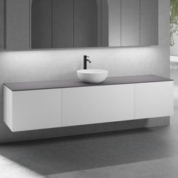 neoro n50 M&ouml;belanlage B: 220 cm mit 3 Ausz&uuml;gen, Waschtisch &Oslash; 45 cm wei&szlig; matt,, BN0106WM+2#BN0431WM+BN0433WM+BN0415GR,
