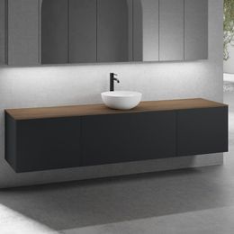 neoro n50 M&ouml;belanlage B: 220 cm mit 3 Ausz&uuml;gen, Waschtisch &Oslash; 45 cm wei&szlig; matt,, BN0106WM+2#BN0431BM+BN0433BM+BN0415WL,