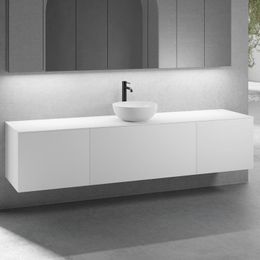 neoro n50 M&ouml;belanlage B: 220 cm mit 3 Ausz&uuml;gen, Waschtisch &Oslash; 40 cm wei&szlig; matt,, BN0064WM+2#BN0431WM+BN0433WM+BN0415WH,