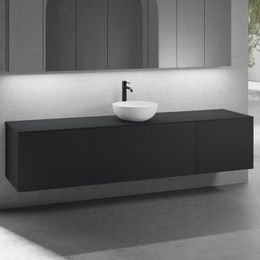 neoro n50 M&ouml;belanlage B: 220 cm mit 3 Ausz&uuml;gen, Waschtisch &Oslash; 40 cm wei&szlig; matt,, BN0064WM+2#BN0431BM+BN0433BM+BN0415BM,
