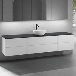 neoro n50 M&ouml;belanlage B: 220 cm mit 6 Ausz&uuml;gen, Waschtisch &Oslash; 45 cm wei&szlig; matt,, BN0106WM+2#BN0421WM+BN0423WM+BN0415BM,