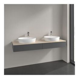 Villeroy & Boch Villeroy und Boch Antao Waschtisch-Unterschrank K17153GK 160x19x50cm, Hahnlochbohrung, Waschbeckenplattenfarbe botticino, anthracite matt lacquer