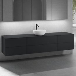 neoro n50 M&ouml;belanlage B: 220 cm mit 6 Ausz&uuml;gen, Waschtisch &Oslash; 40 cm wei&szlig; matt,, BN0064WM+2#BN0421BM+BN0423BM+BN0415BM,