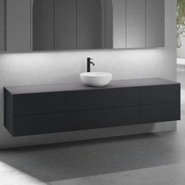 neoro n50 M&ouml;belanlage B: 220 cm mit 6 Ausz&uuml;gen, Waschtisch &Oslash; 40 cm wei&szlig; matt,, BN0064WM+2#BN0421BM+BN0423BM+BN0415GR,
