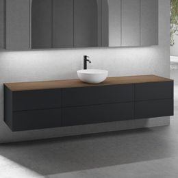 neoro n50 M&ouml;belanlage B: 220 cm mit 6 Ausz&uuml;gen, Waschtisch &Oslash; 45 cm wei&szlig; matt,, BN0106WM+2#BN0421BM+BN0423BM+BN0415WL,